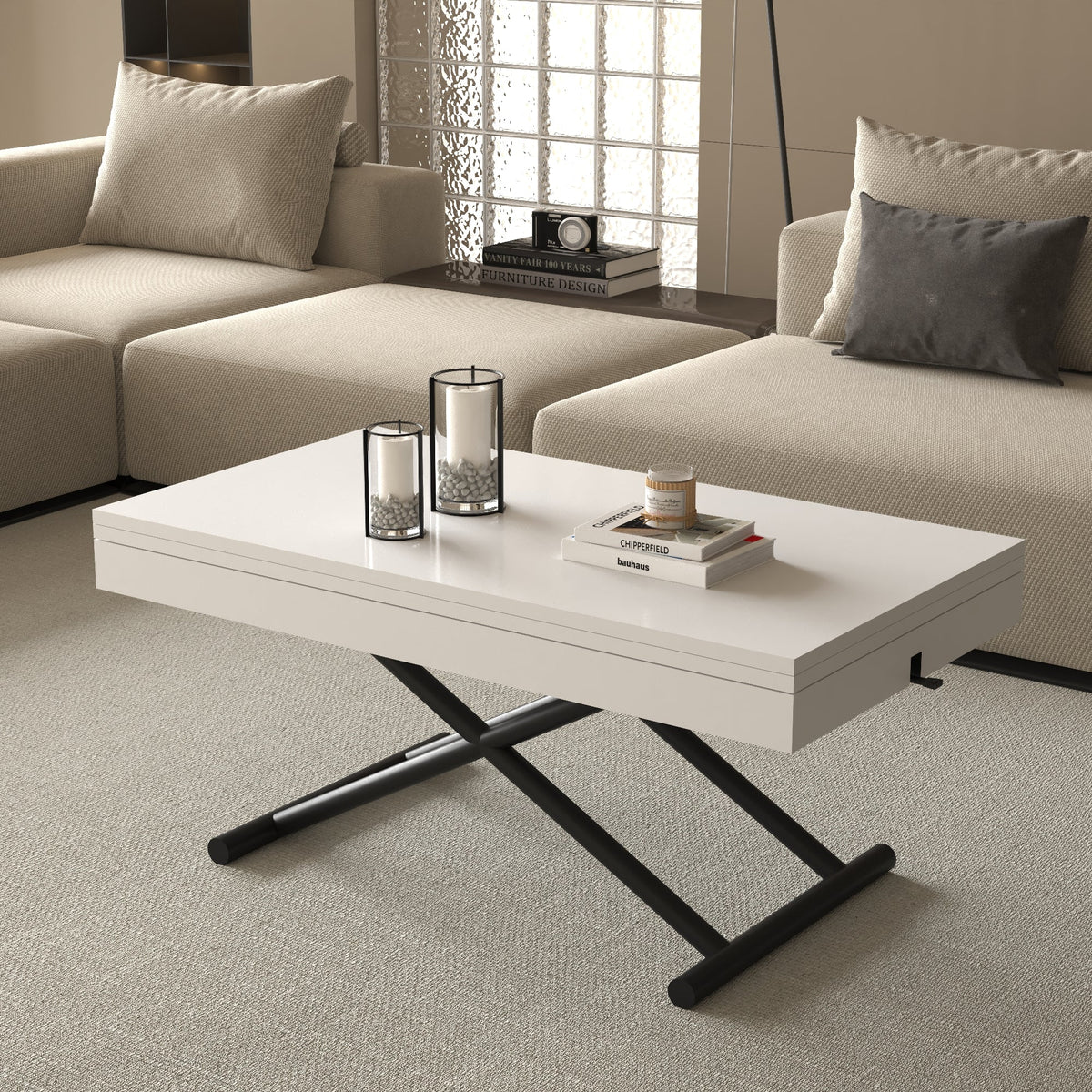 Zen Convertible Coffee to Dining Table – White