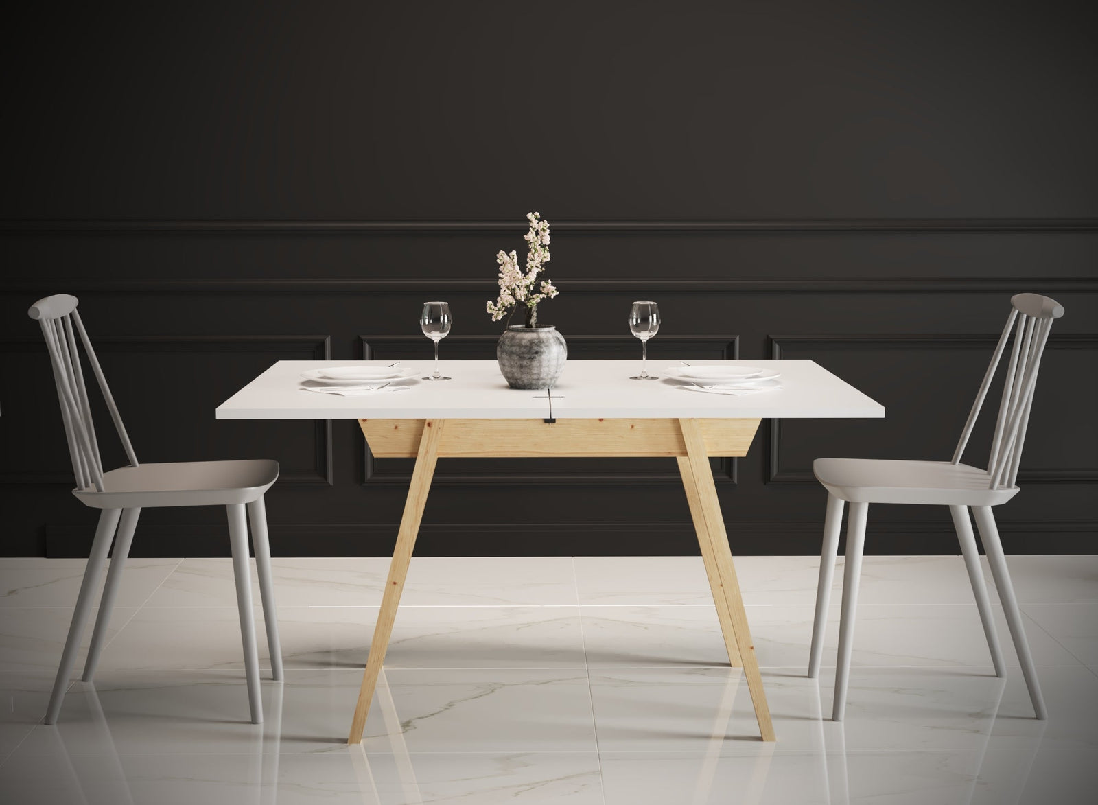 Ottara White Extendable Dining Table